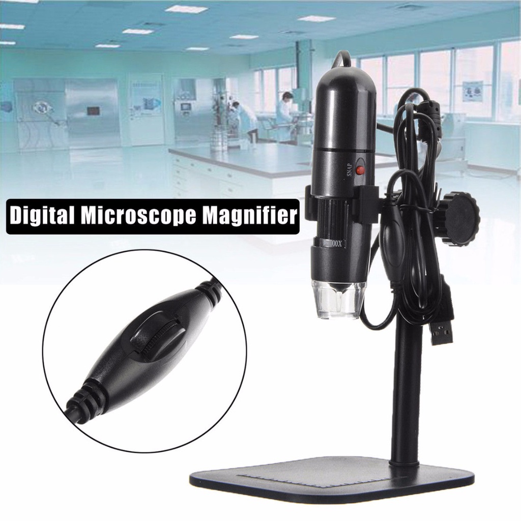 Lupa De Microscópio Digital USB 1000X Preto 8 LED Câmera Com Suporte ...