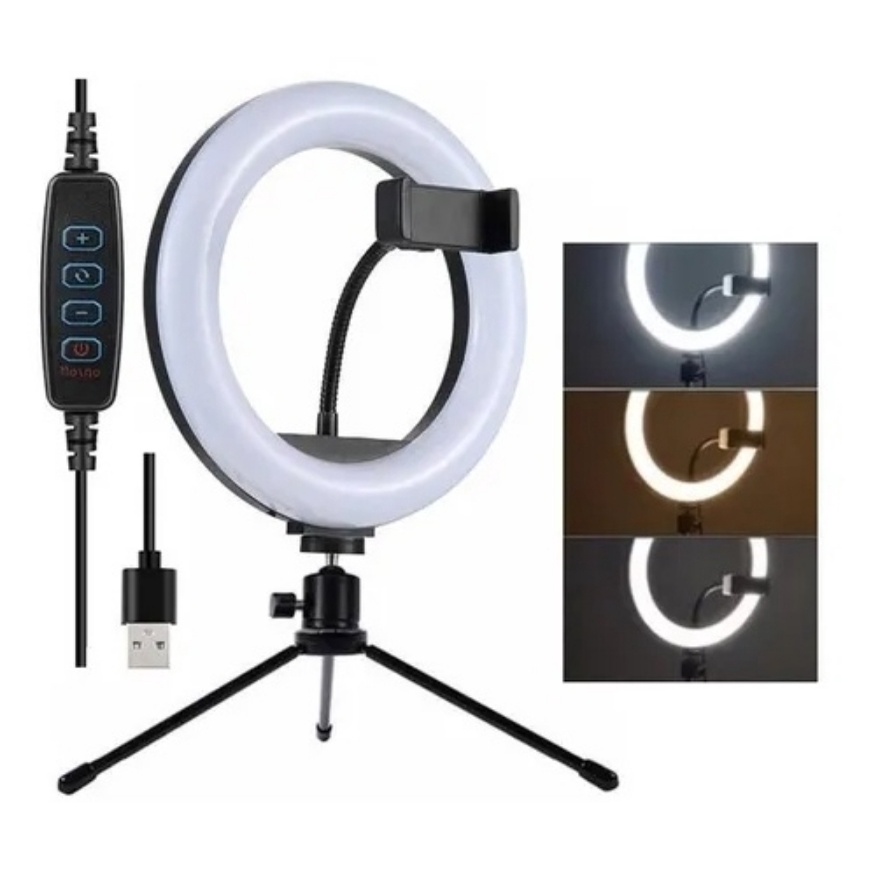 Kit Completo Ring Light 8 polegadas Com Tripé Youtuber Selfie Pro | Shopee Brasil