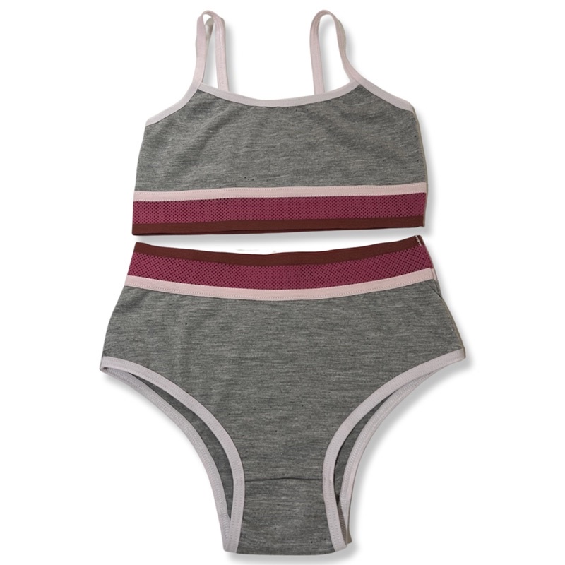 Conjunto juvenil malha calcinha e top com elastico na cintura sutia ...