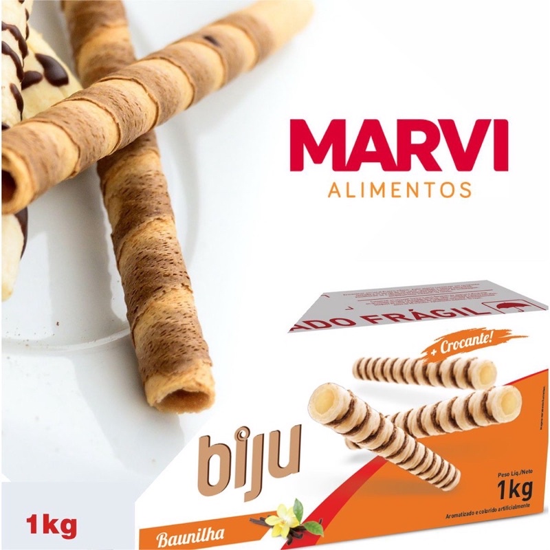 Canudo Biju Crocante Biscoito Baunilha 1 Kg - Marvi - Escorrega o Preço