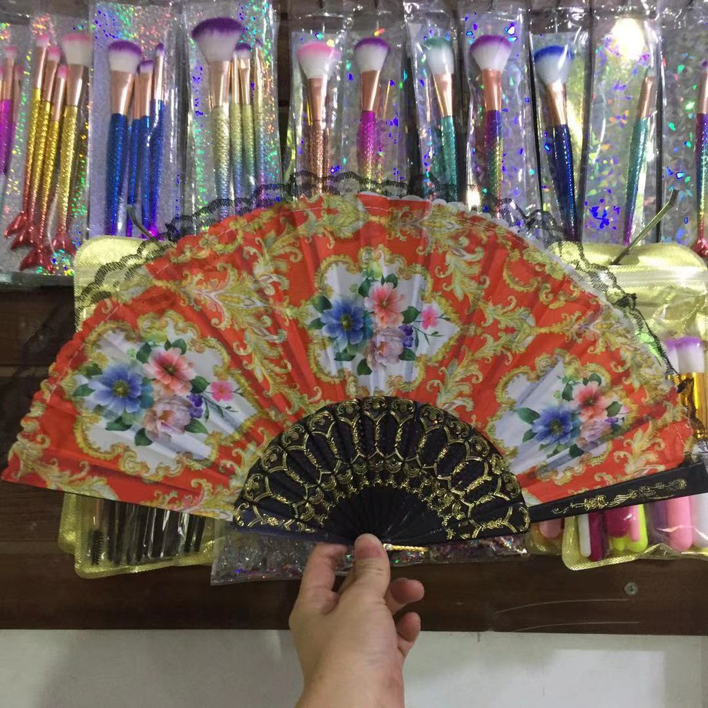 Leque chinês c/ flores imperdível estilo aleatório | Shopee Brasil