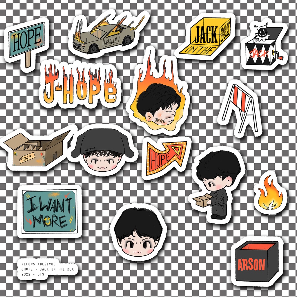 KIT ADESIVOS kpop print JUNG HOSEOK MORE ARSON BTS - JHOPE JACK IN THE ...
