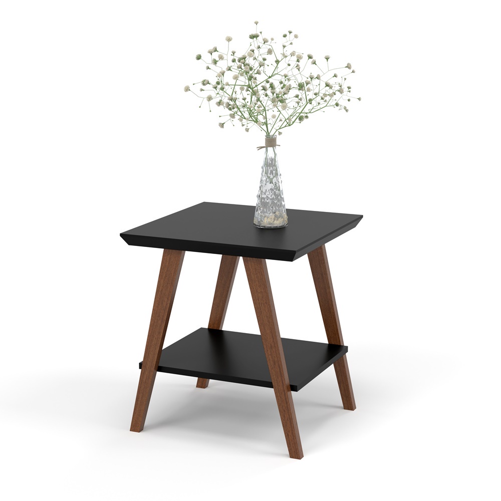 Mesa Lateral Sofá Davi Preto Pés em Madeira - Ofertamo | Shopee Brasil