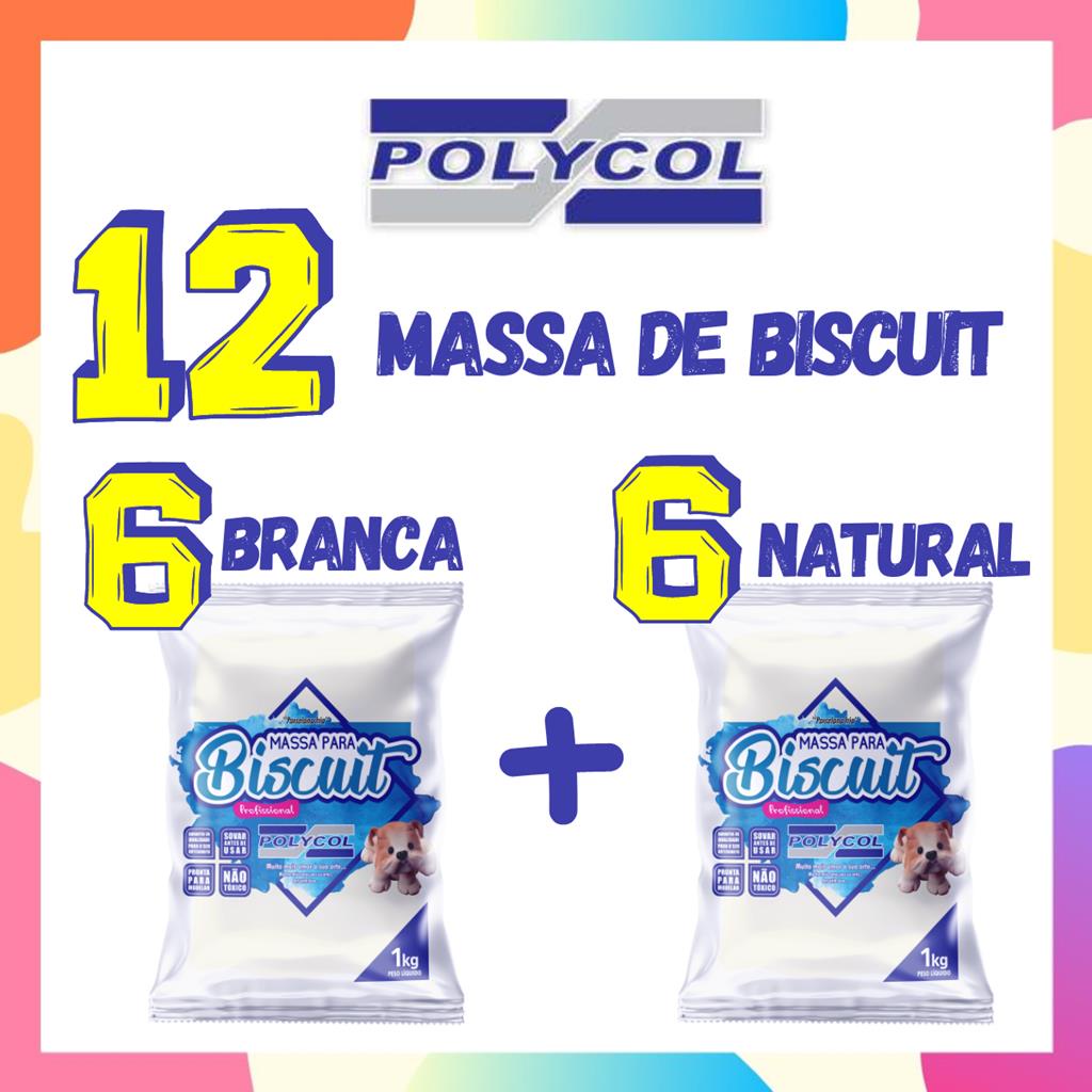 Caixa Fechada Polycol Massa de Biscuit 6 kg Natural e 6 kg Branca ...