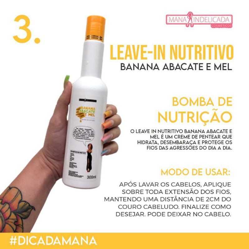Leave-in Nutritivo Banana Abacate E Mel, creme de pentear, desembaraça ...