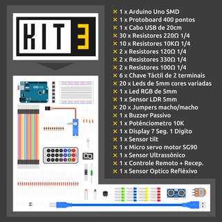 Kit Uno completo 3 iniciante para Arduino com banner e Tutorial ...
