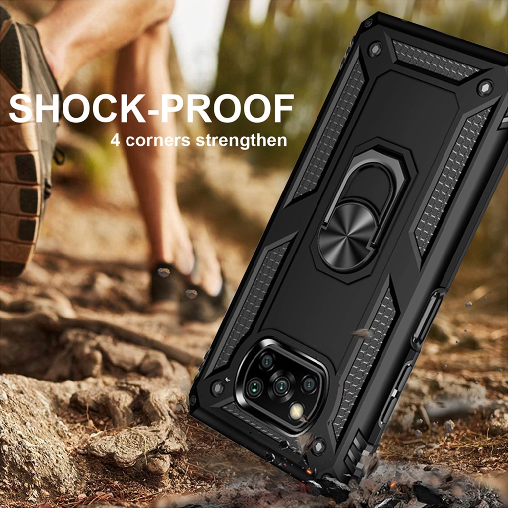 Capa Xiaomi Redmi Poco X3 - Capinha Armadura Armor Impacto antishock Tática + Suporte Anel ...