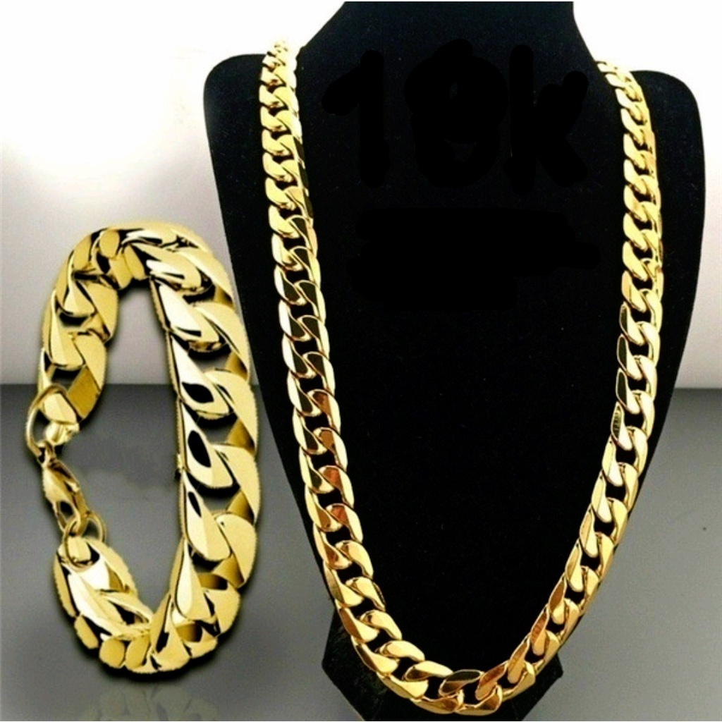 Conjunto corrente colar e pulseira 6mm dourado 60cm | Shopee Brasil