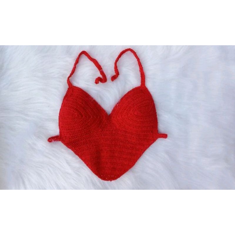 Cropped de crochê top faixa coração inspiração Jade picon com Bojo ou ...