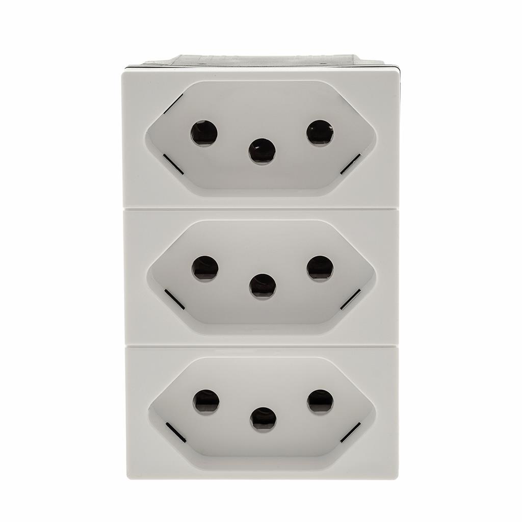 Modulo Tomada 2P+T Triplex 3 Postos 10A 250V Branco Pialplus | Shopee Brasil