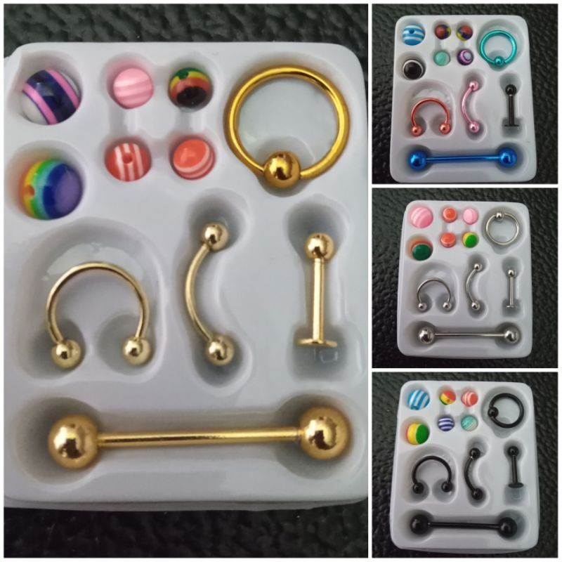 Kit 5 Piercings + 6 Bolinhas extra smile seio linha tragus sobrancelha ...