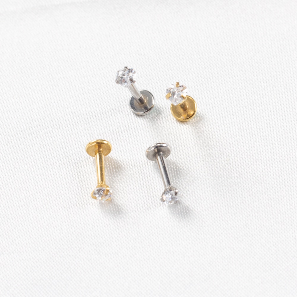 Piercing Labret Aço Cirúrgico Fecho Plug Coração Zircônia / Helix ...