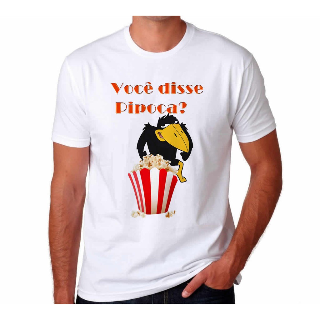 Camiseta Corvo Pica Pau Você disse Pipoca | Shopee Brasil