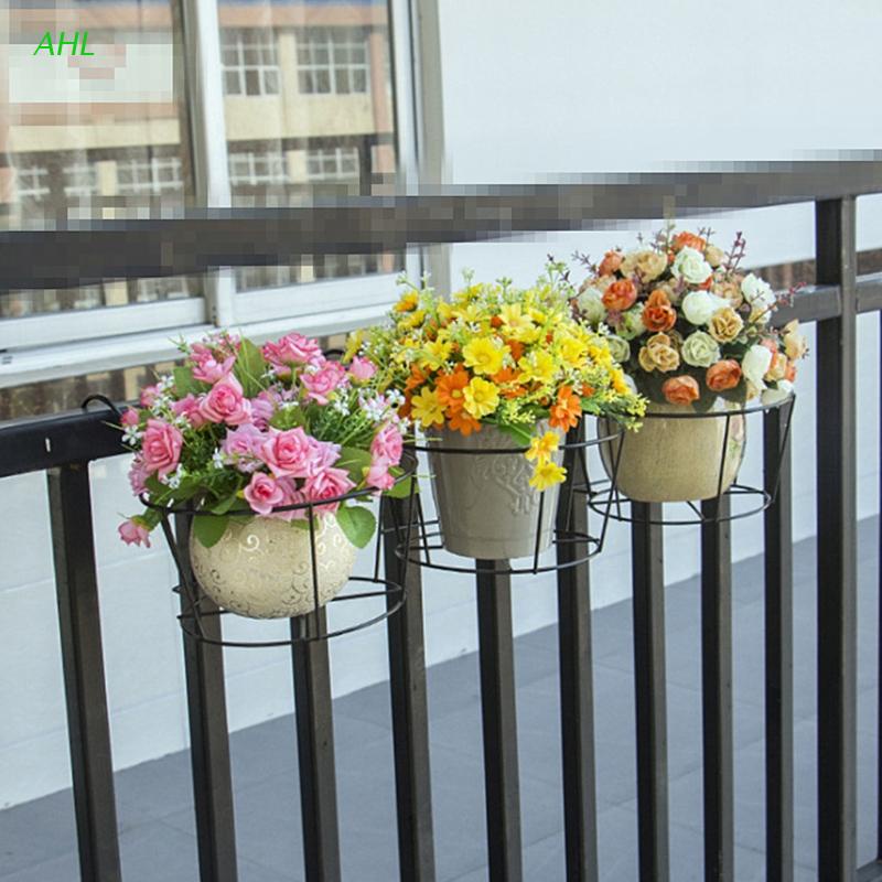 Ahl Varanda Pendurado Planta Racks Rodada Vaso De Flores Rack De Cerca ...