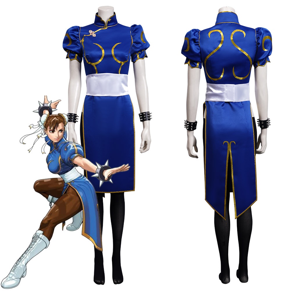 Sem Estoque Jogo SF Chun-Li Cosplay Traje De Vestido Cheongsam Carnaval De Halloween | Shopee Brasil