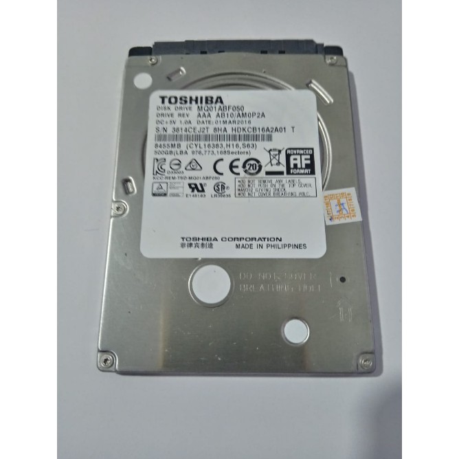 Toshiba MQ01ABF050 500GB Hard Drive Disk SATA/300 | Shopee Brasil