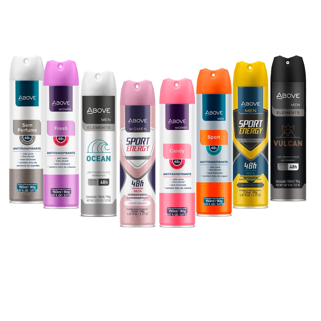Desodorante Antitranspirante Above Aerosol Mas Fem 150 ml | Shopee Brasil