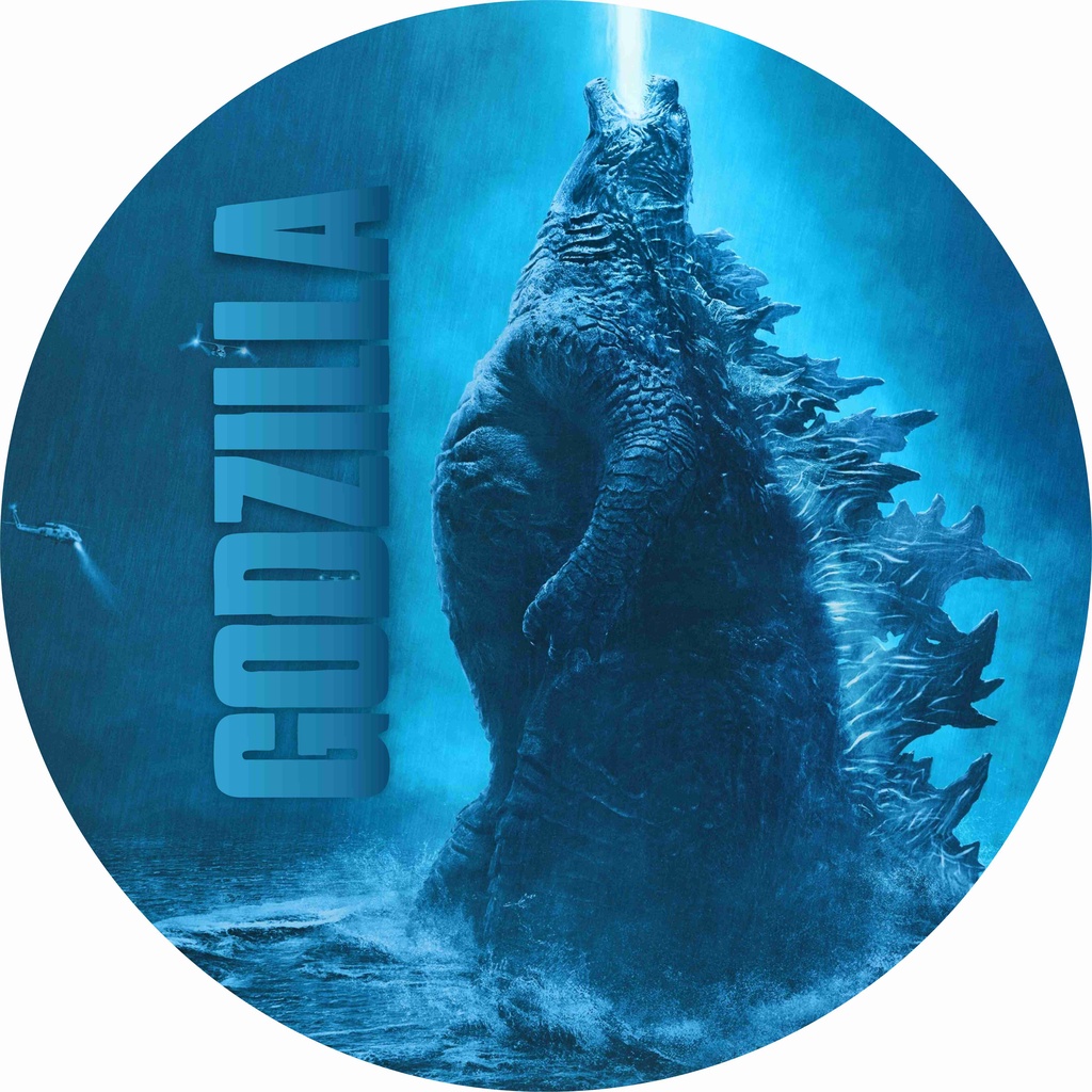 Painel Redondo Tema Godzilla Para Decoração de Festa Em Tecido ...