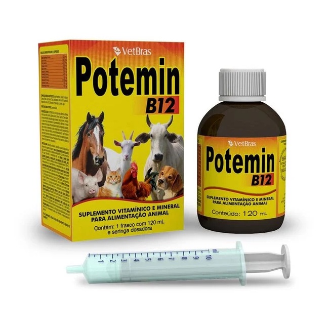 Potemin Potenay B12 Vet Suplemento Mineral 120ml Oral | Shopee Brasil