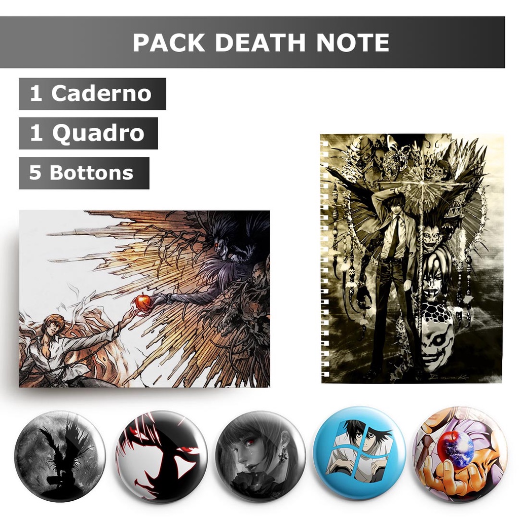 kit death note - quadro, caderno, bottons | Shopee Brasil