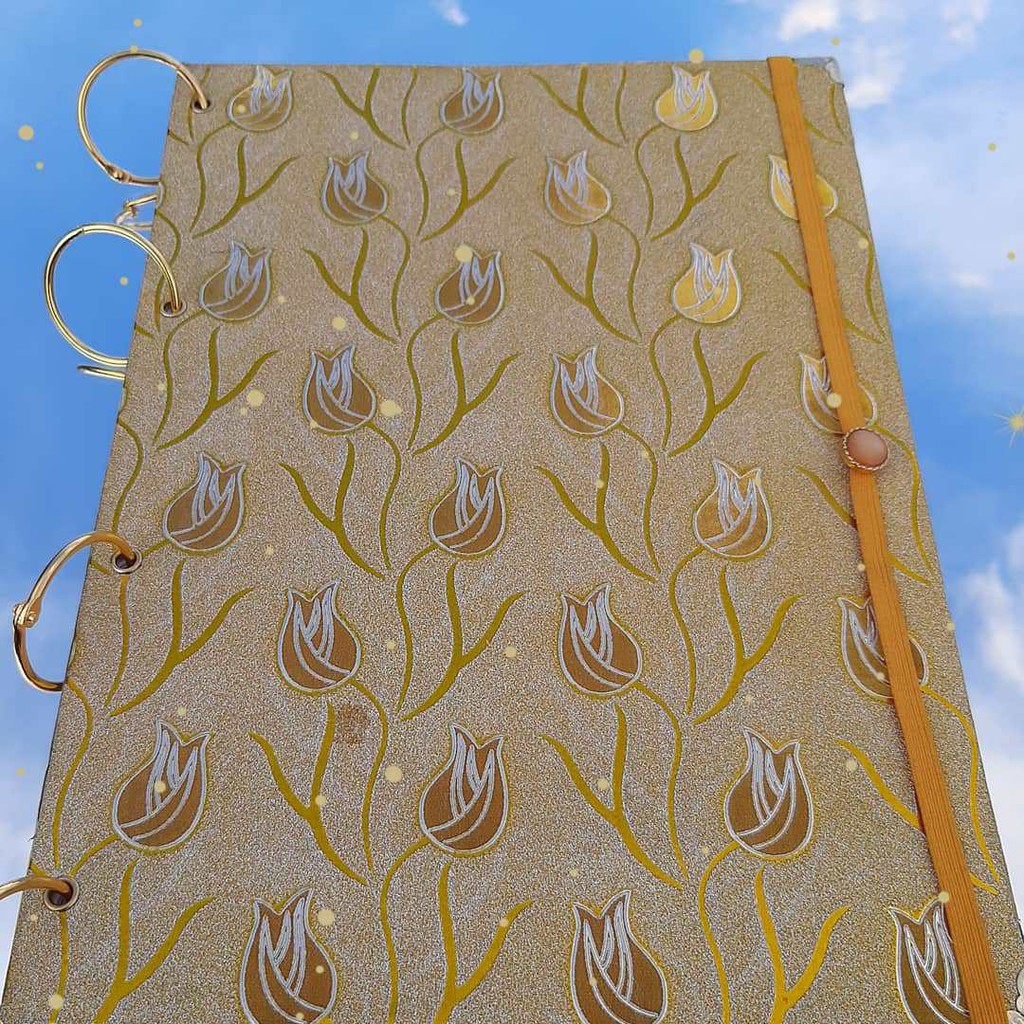 caderno argolado dourado (com argolas, cantoneiras) | Shopee Brasil