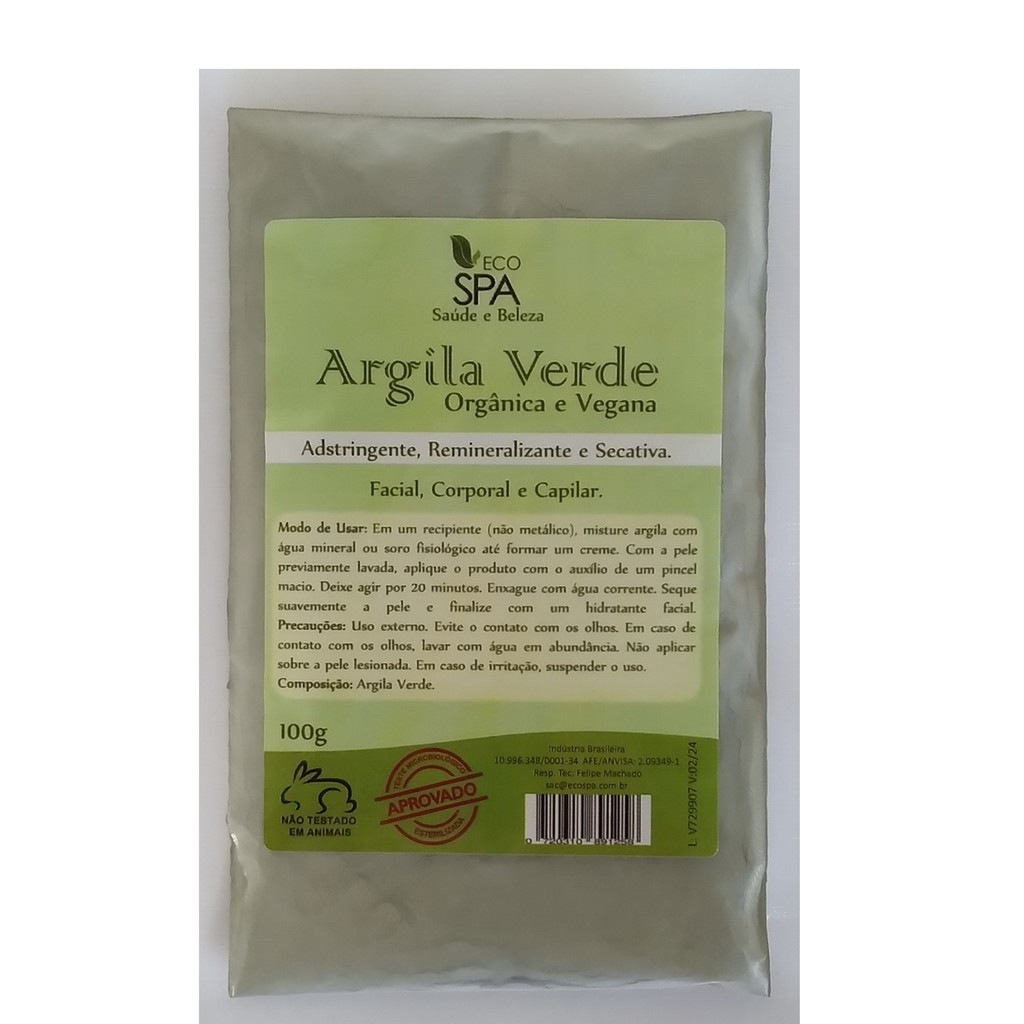 ARGILA VERDE ORGÂNICA E VEGANA 100g ESTERILIZADA | Shopee Brasil