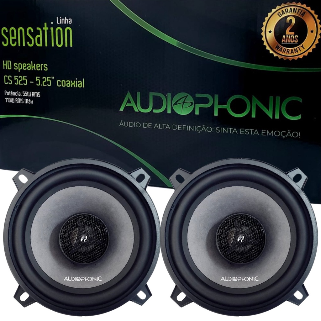 Kit Falante Coaxial Audiophonic Sensation Cs525 5 Pol 110rms Som Automotivo | Shopee Brasil