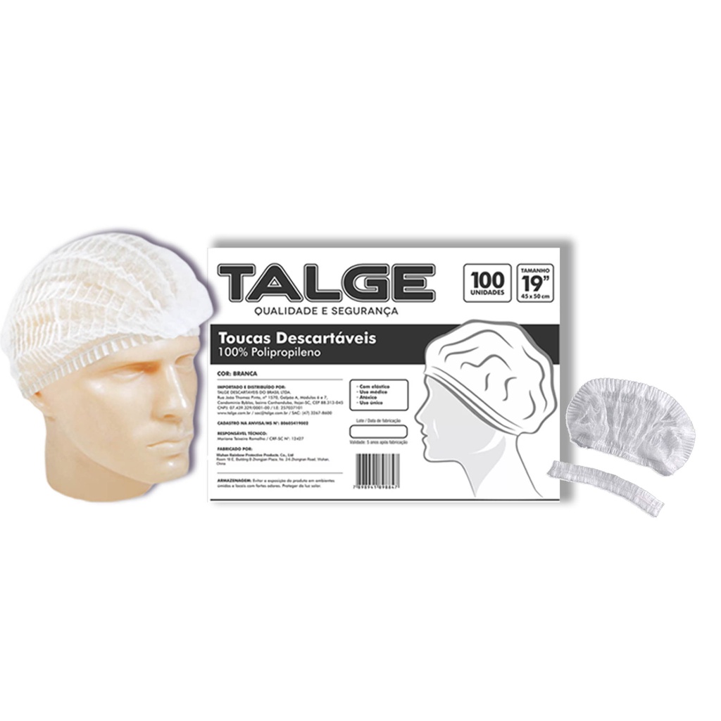 Touca TNT Branca Talge -KIT COM 05 Pacote c/ 100un | Shopee Brasil