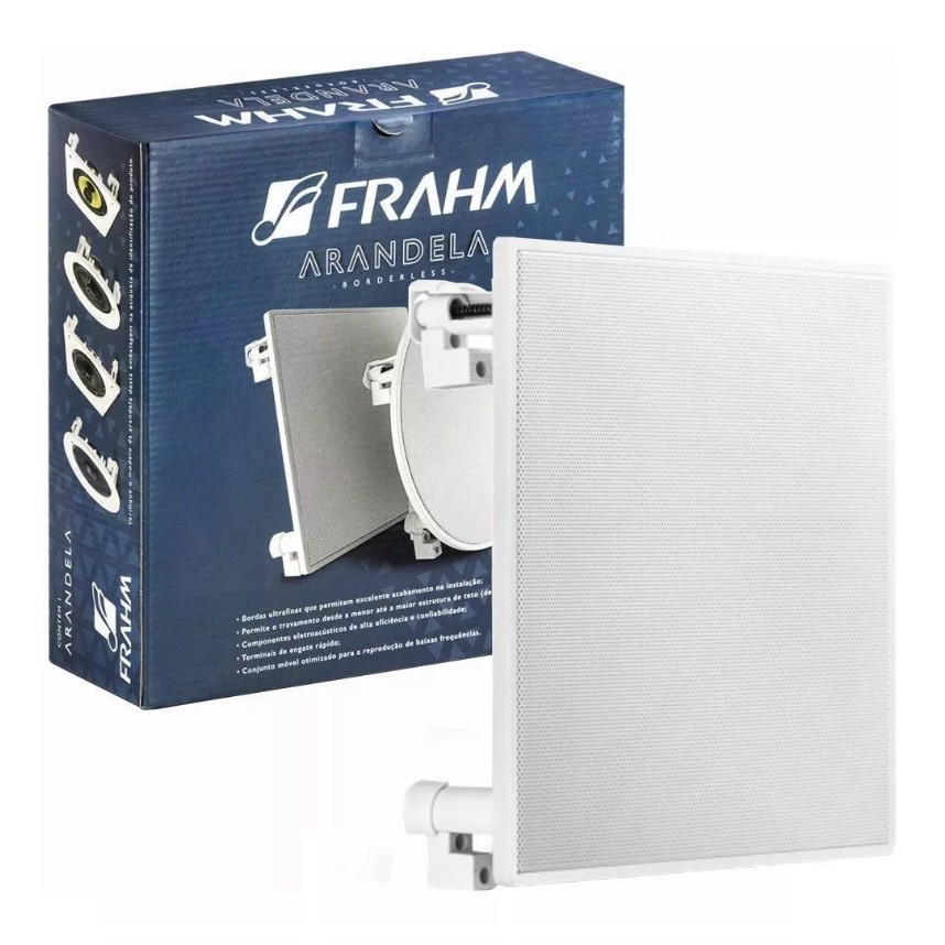Arandela Quadrada 6" Som Ambiente Embutir Teto Gesso Auto Falante Full Range Borderless 40w Rms ...