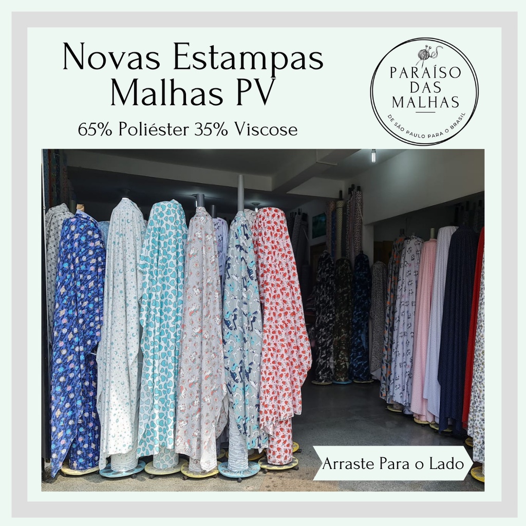Tecido Malha PV 65% Poliéster 35% Viscose (Perfeito para Pijamas ...