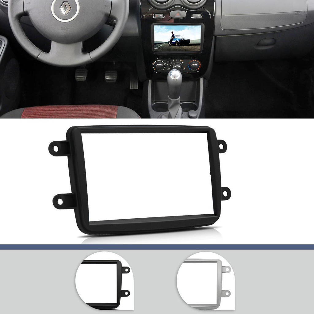 Moldura DVD 2 Din Duster Sandero Logan 2011 2012 2013 2014 2015 2016 ...