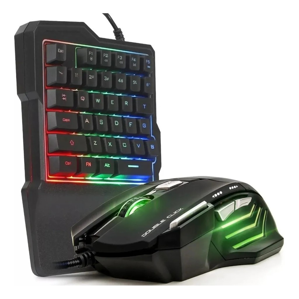 Kit Gamer Mouse 7 Botões E Teclado Semi Mecânico Uma Mão Hand Single ...