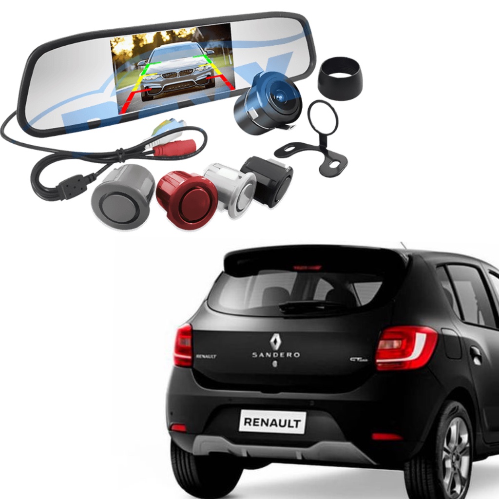 Espelho Retrovisor Com Câmera E Sensor Para Sandero - Branco | Shopee ...