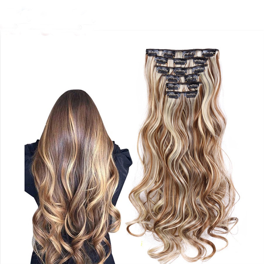 Nadia Synthetic Long Wave Fake Hairpiece 6Pcs/Set 16 Clip In Hair ...
