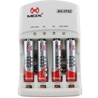 Carregador Bivolt De Pilhas AA - AAA e Baterias Mox CP - 52 Com 4 ...