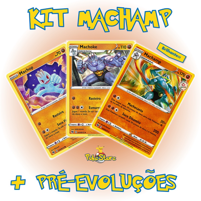 3 Cartas Pokemon Kit de Evoluções Machamp Machoke e Machop Diversos ...