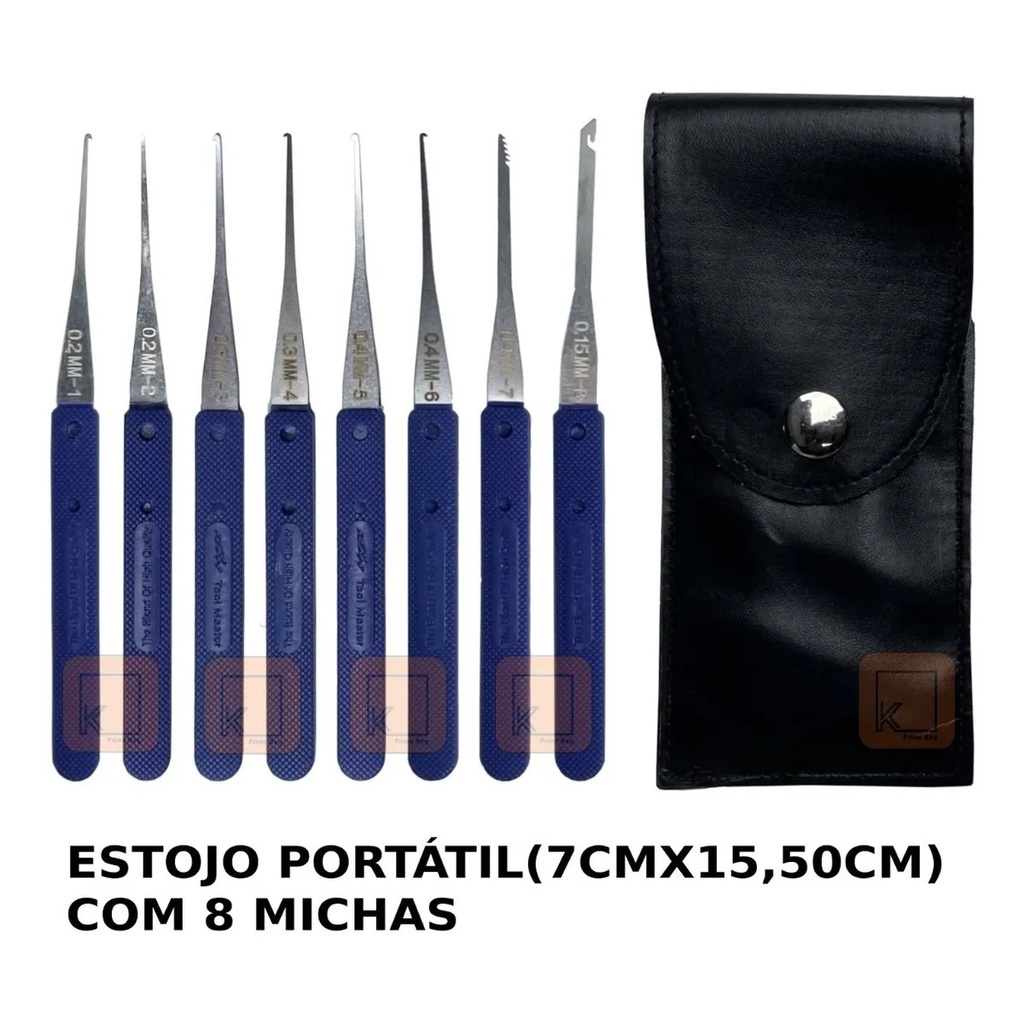 Chave Micha 8 Ferramentas De Abertura Profissional Chaveiro Cadeado ...
