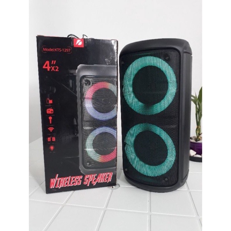 Caixa De Som Portátil KTS-1297 Bluetooth Luzes De Led Entrada Pen Drive ...
