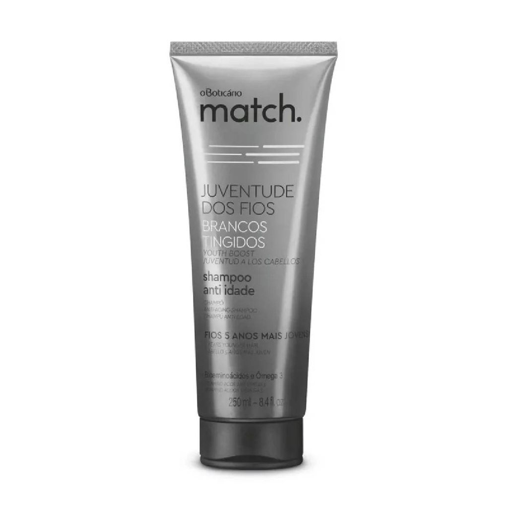 Shampoo Anti-Idade Match Juventude dos Fios Brancos Tingidos 250ml - O ...