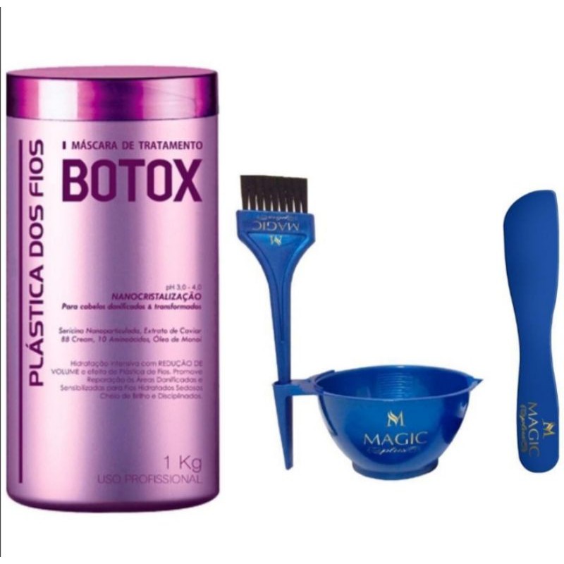 Botox Plastica dos Fios 1kg + Cumbuca + Pincel e Espátula | Shopee Brasil