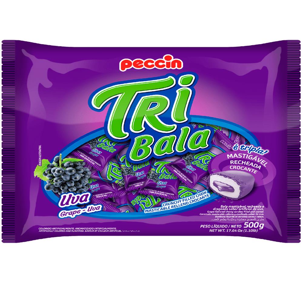 Bala Tribala Recheada Sortida 500g Peccin | Shopee Brasil