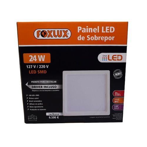 Luminária De Sobrepor Quadrada Led 24w 6500k Foxlux + Brinde | Shopee ...