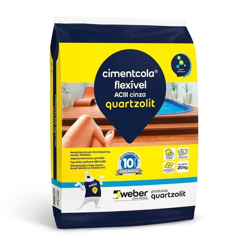 Argamassa Cimentcola Flexível ACIII Cinza Quartzolit | Shopee Brasil