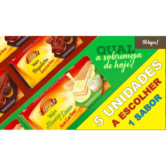 KIT 5 WAFER LIANE ZERO LEITE 90g ou 115g cada | 5 Pacotes Wafer Sem ...
