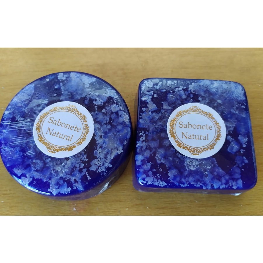 Kit com 5 Sabonetes Artesanais De Anil E Sal Grosso | Shopee Brasil