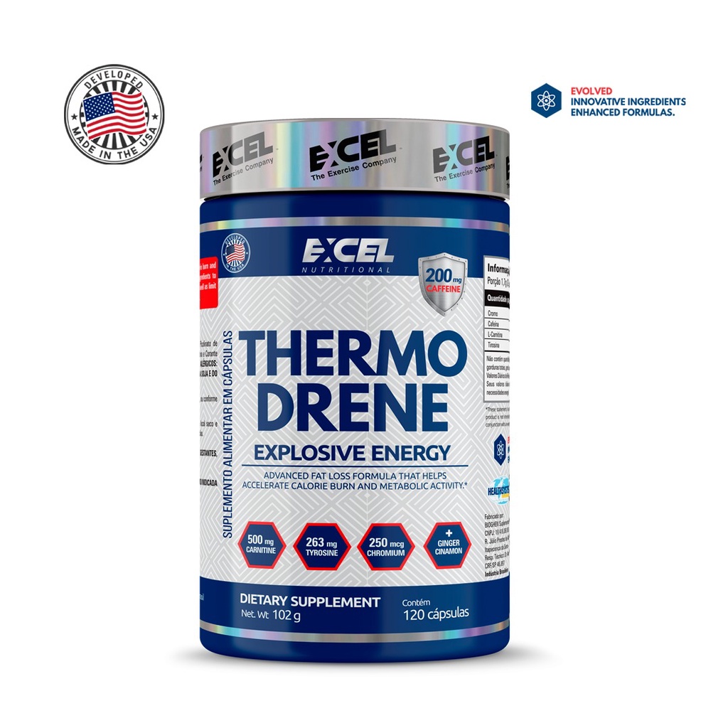 Termogênico Excel Thermo Drene 120 Cápsulas | Shopee Brasil