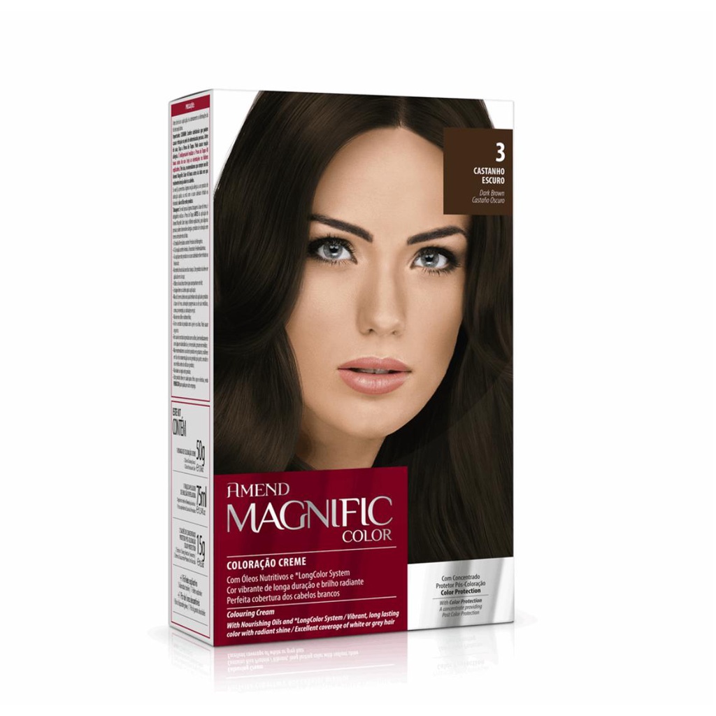 Coloração Creme 3 Castanho Escuro Magnific Color Amend - Kit | Shopee ...