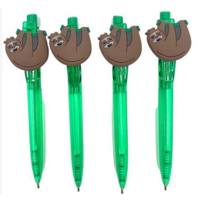 CANETA ESFEROGRÁFICA RETRATIL BICHO PREGUIÇA 1.0 COR DA TINTA AZUL ...