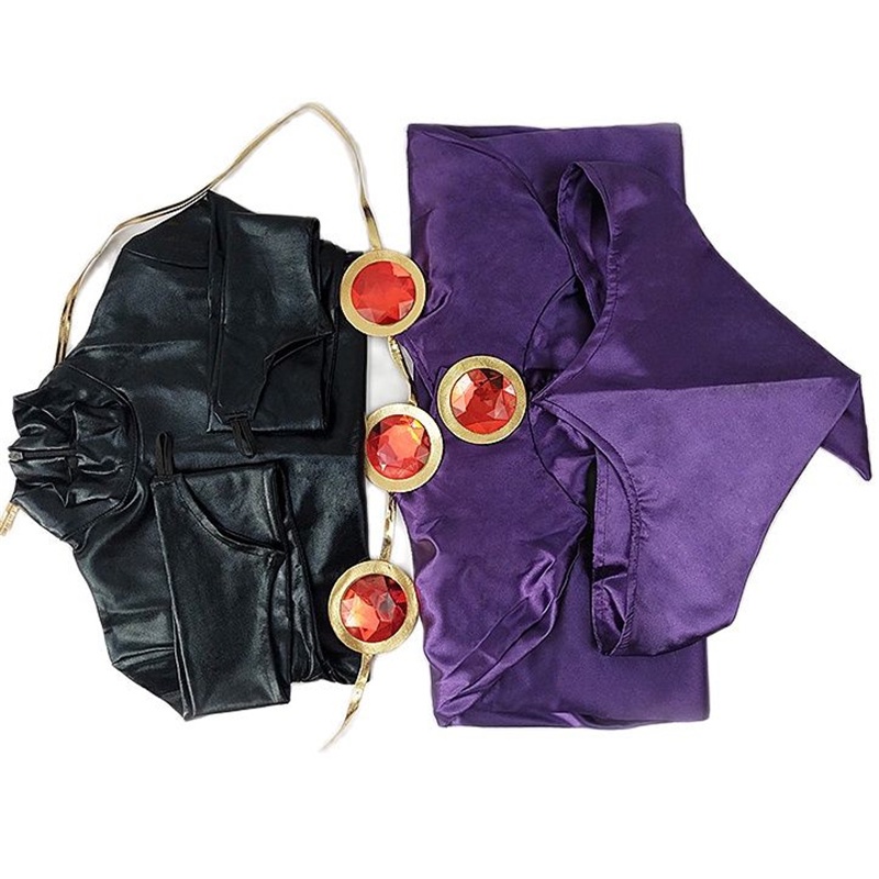 Adolescente Titans Raven Cosplay Fantasia Super-Herói Capa Macacão ...