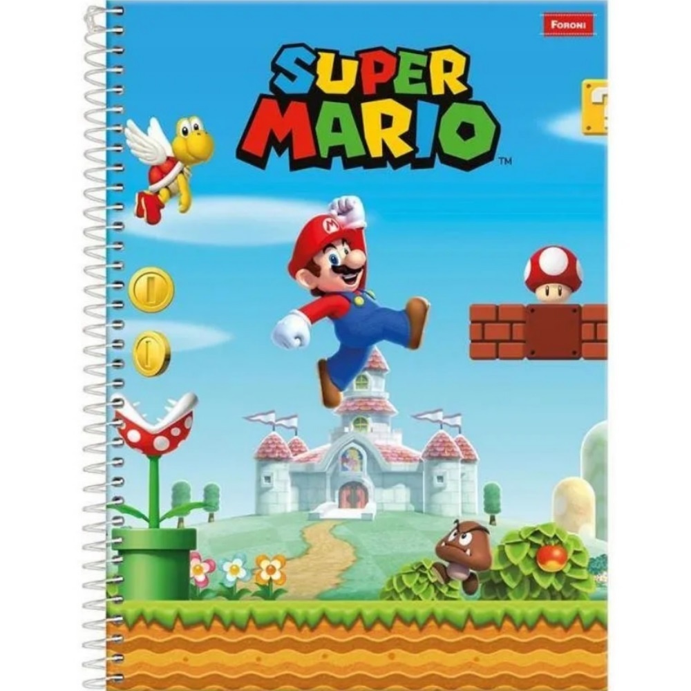 Caderno Universitário Super Mario Bros (96 Folhas) | Shopee Brasil